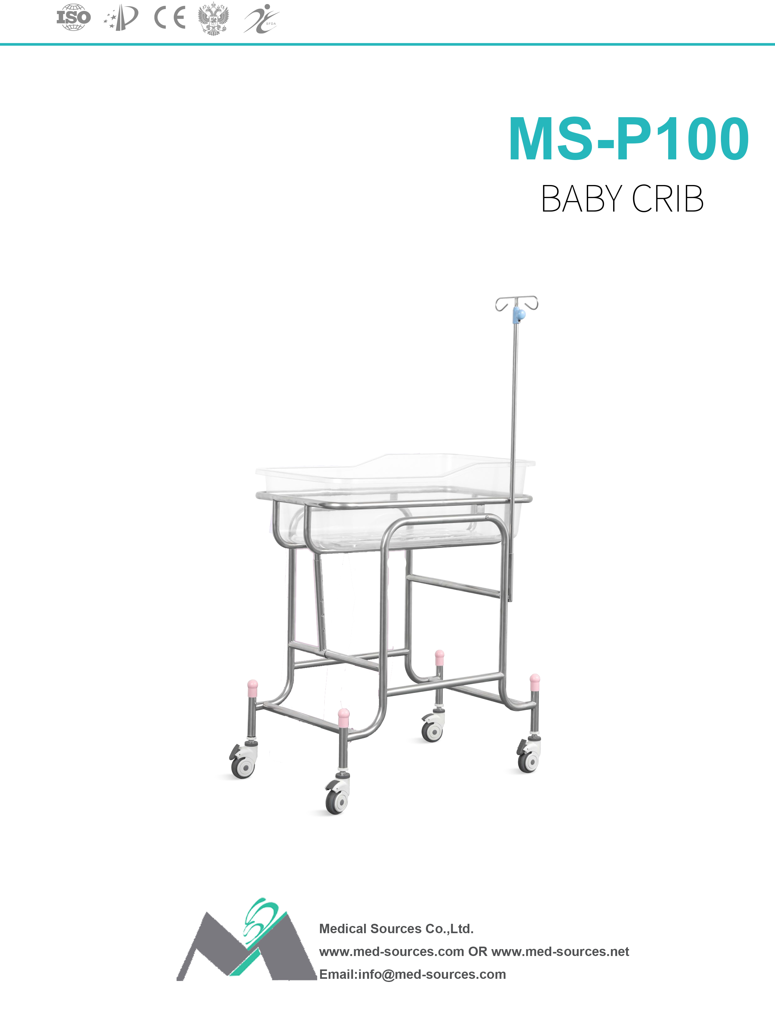 (MS-P100) Hospital Stainless Steel Baby Cot Infant Bed - Buy Pediatric ...